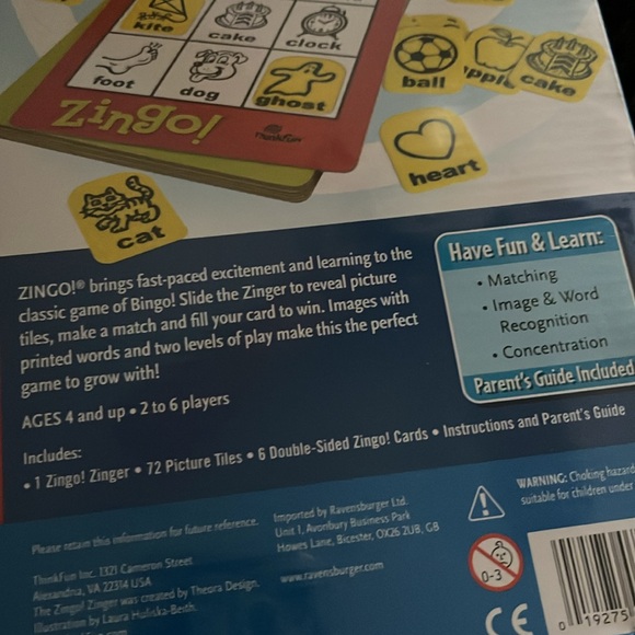 Toys | Nwt Zingo Bingo With A Zing Hame Ages 4 New In Box Nib | Poshmark